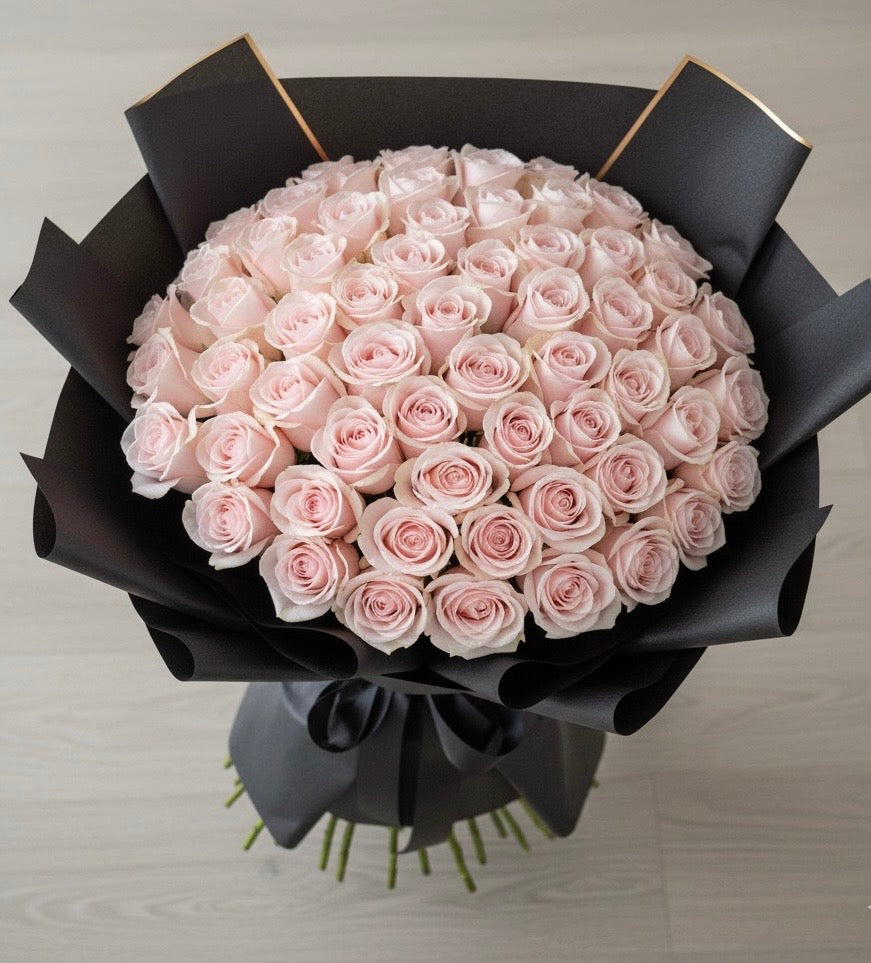 100 Blush Pink Roses Delivery Atlanta | Long Stem Rose Bouquet Same Day